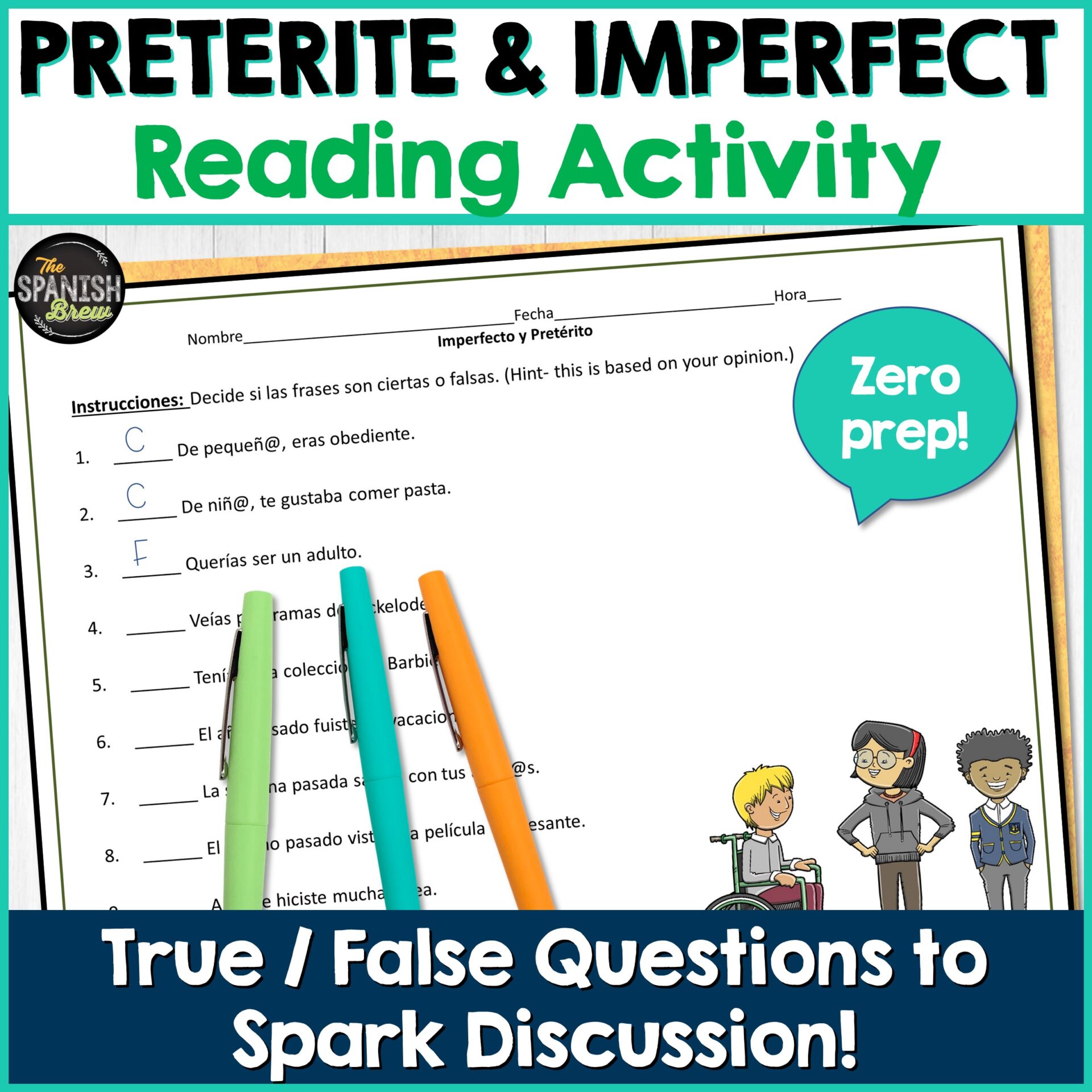 A Fast Worksheet to Give your Students Input with Preterite & Imperfect ...