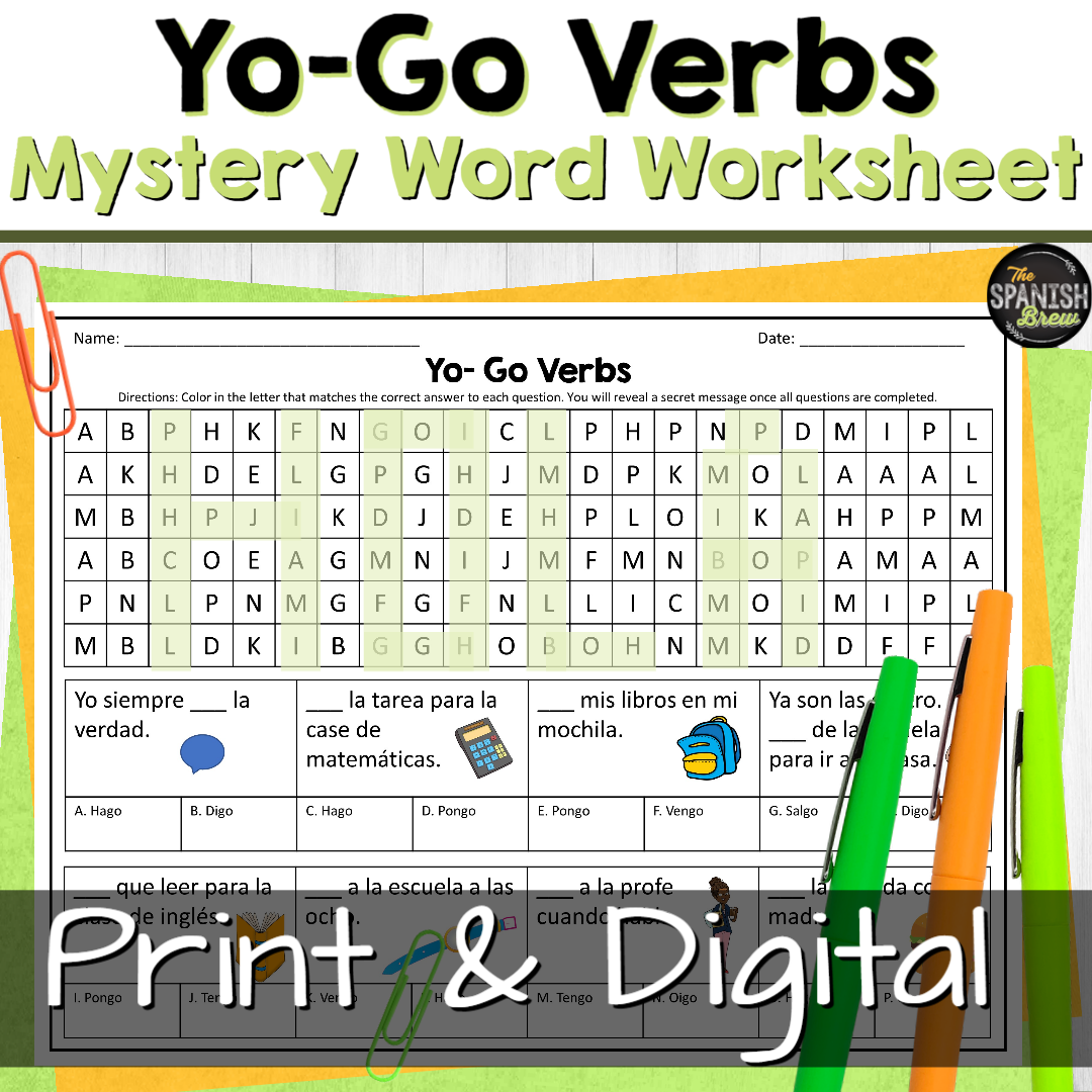 Teaching Spanish Yo-Go Verbs? Try Some New Activities! - The Spanish Brew