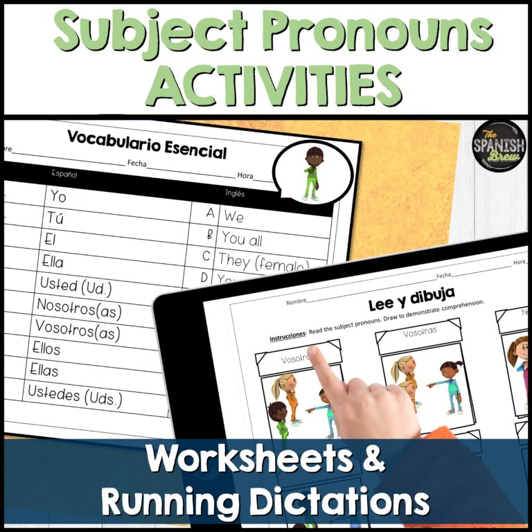 Practice Spanish Subject Pronouns with Fun Worksheets & Activities ...